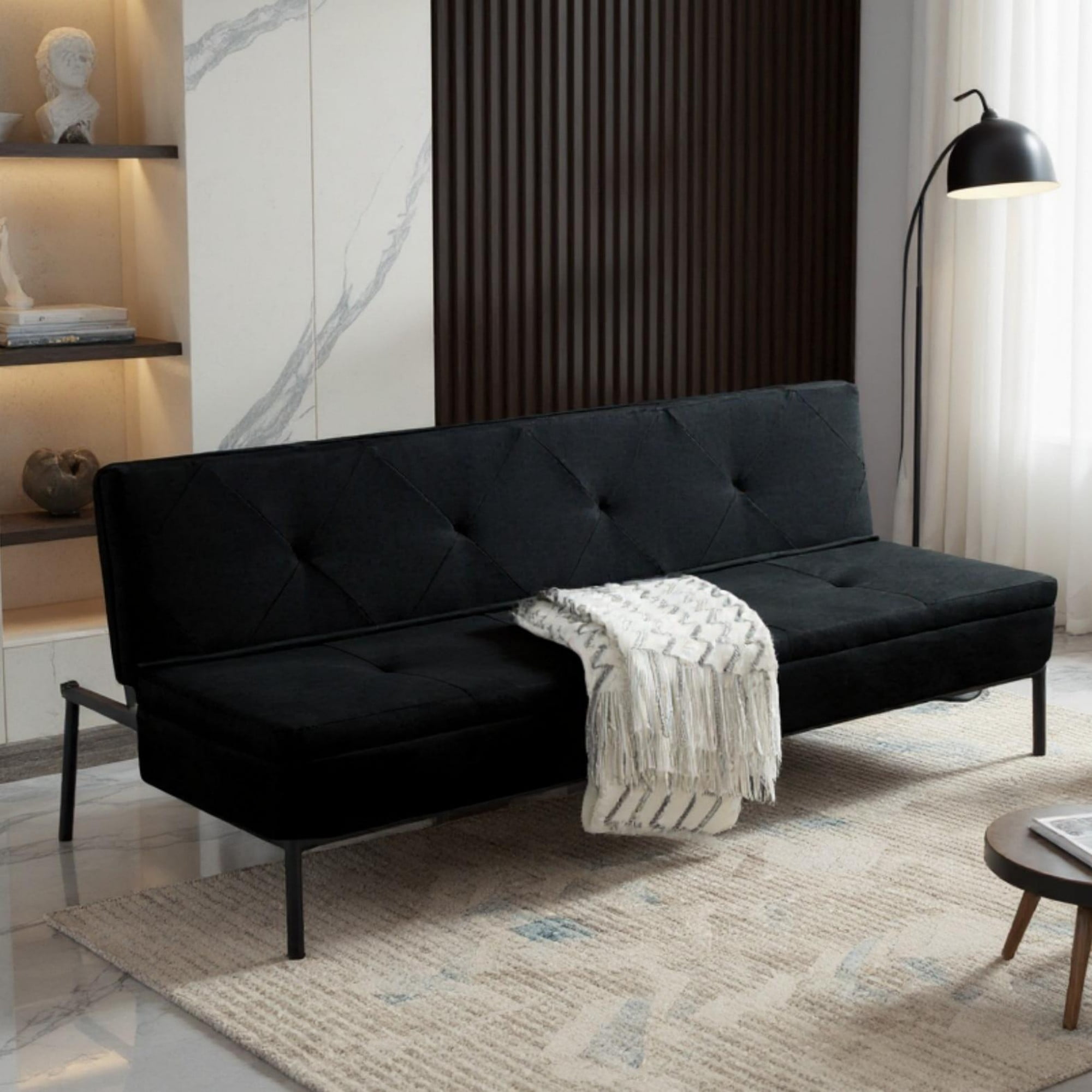 BSHTI 63 inch Convertible Sleeper Futon Sofa Bed,Polyester Fabric,All ...