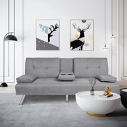 BSHTI 74.4 inch Foam Futon Sofa Bed,Converted Futon Sofa Sleeper with 2 ...