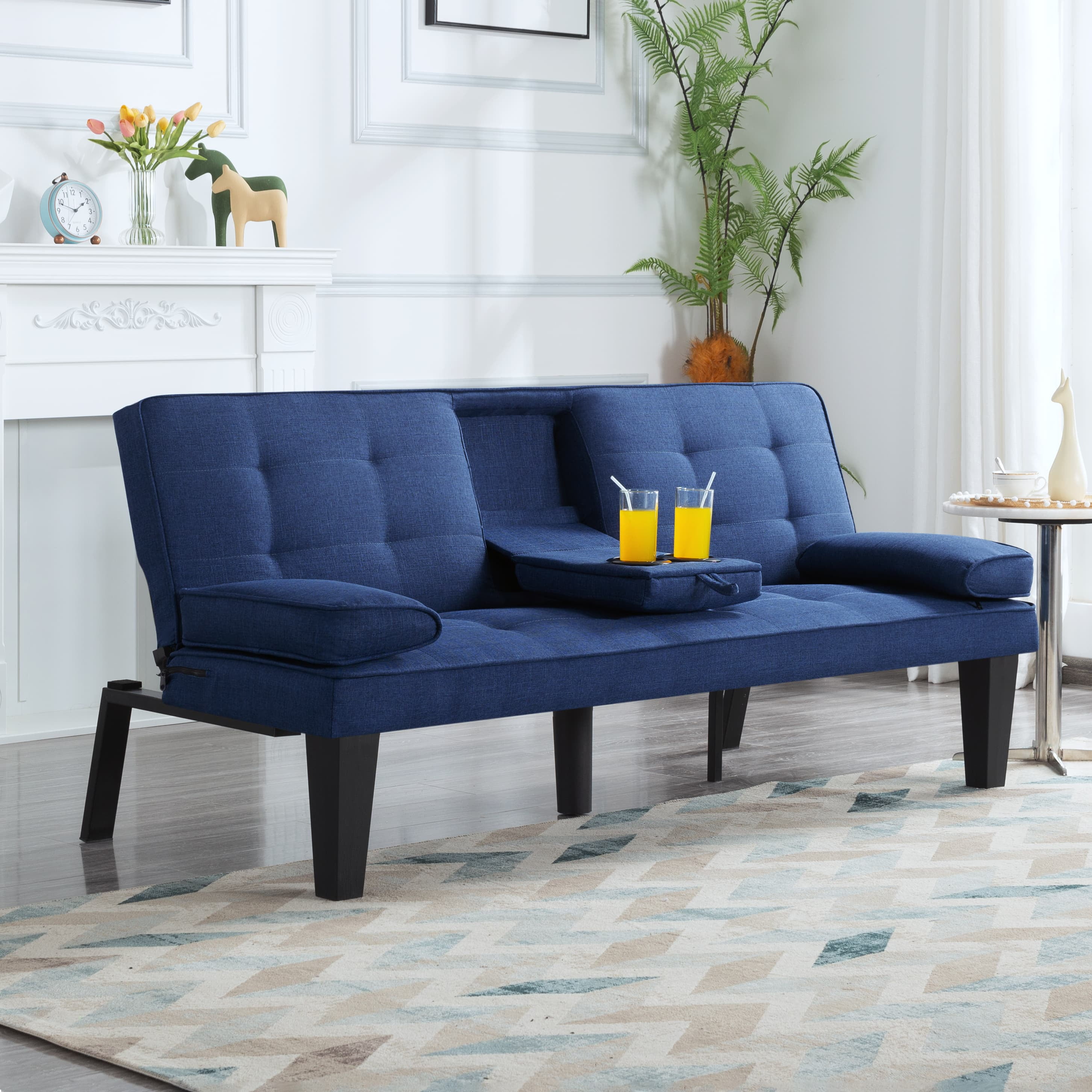 BSHTI 65” Futon Convertible Sofa Bed,3 Angles for Adjusting Backrest ...