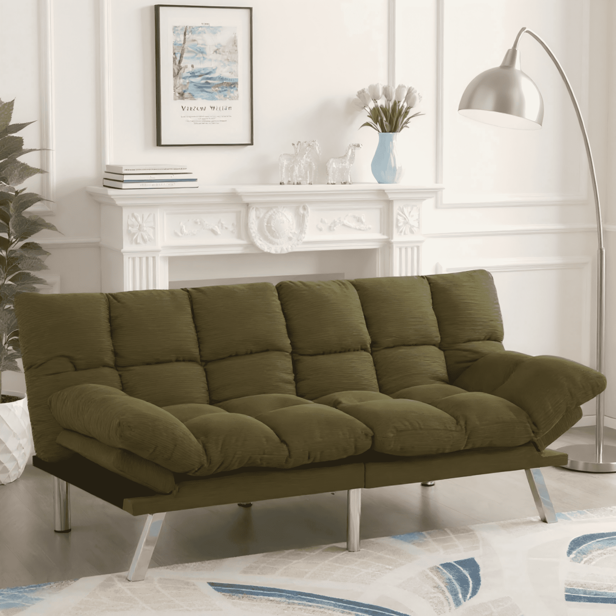 BSHTI 67.3” Futon Sofa Bed, Converts to Twin Sleeper in Seconds, 3 ...