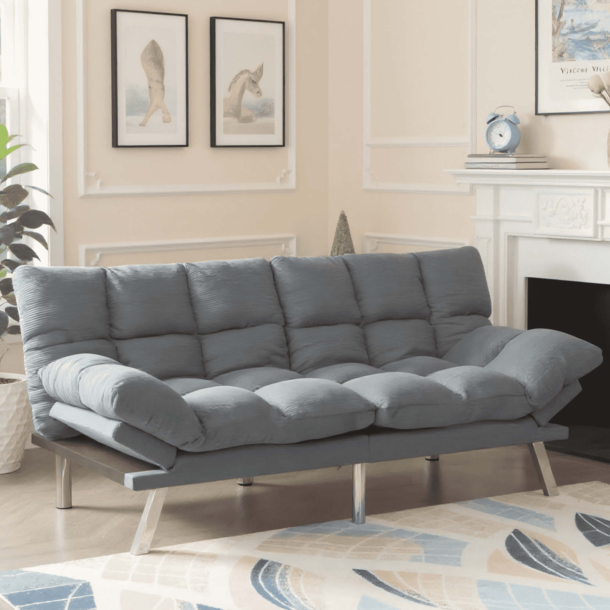 BSHTI 67.3” Futon Sofa Bed, Converts to Twin Sleeper in Seconds, 3 ...