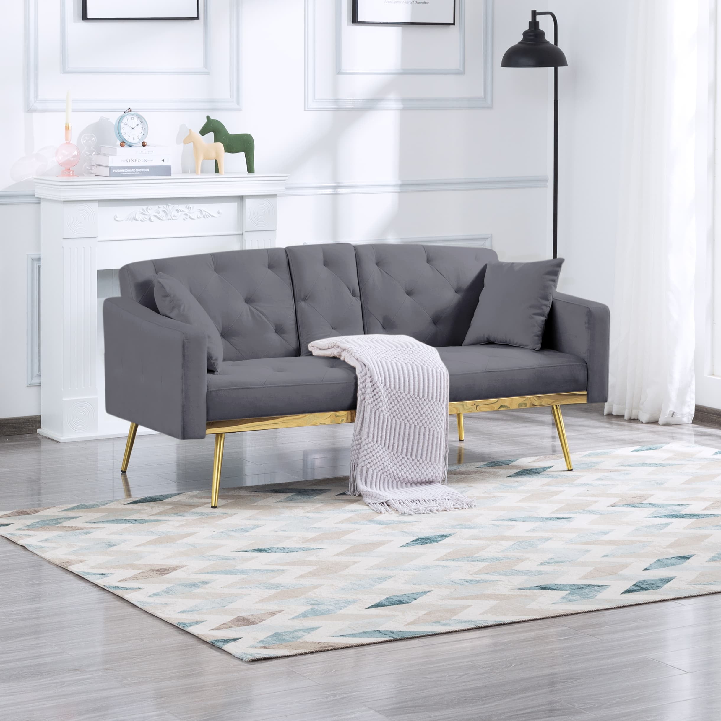 BSHTI 67.7 inch Adult Futon Sofa Bed,Modern Velvet Adult Sofa Couch ...