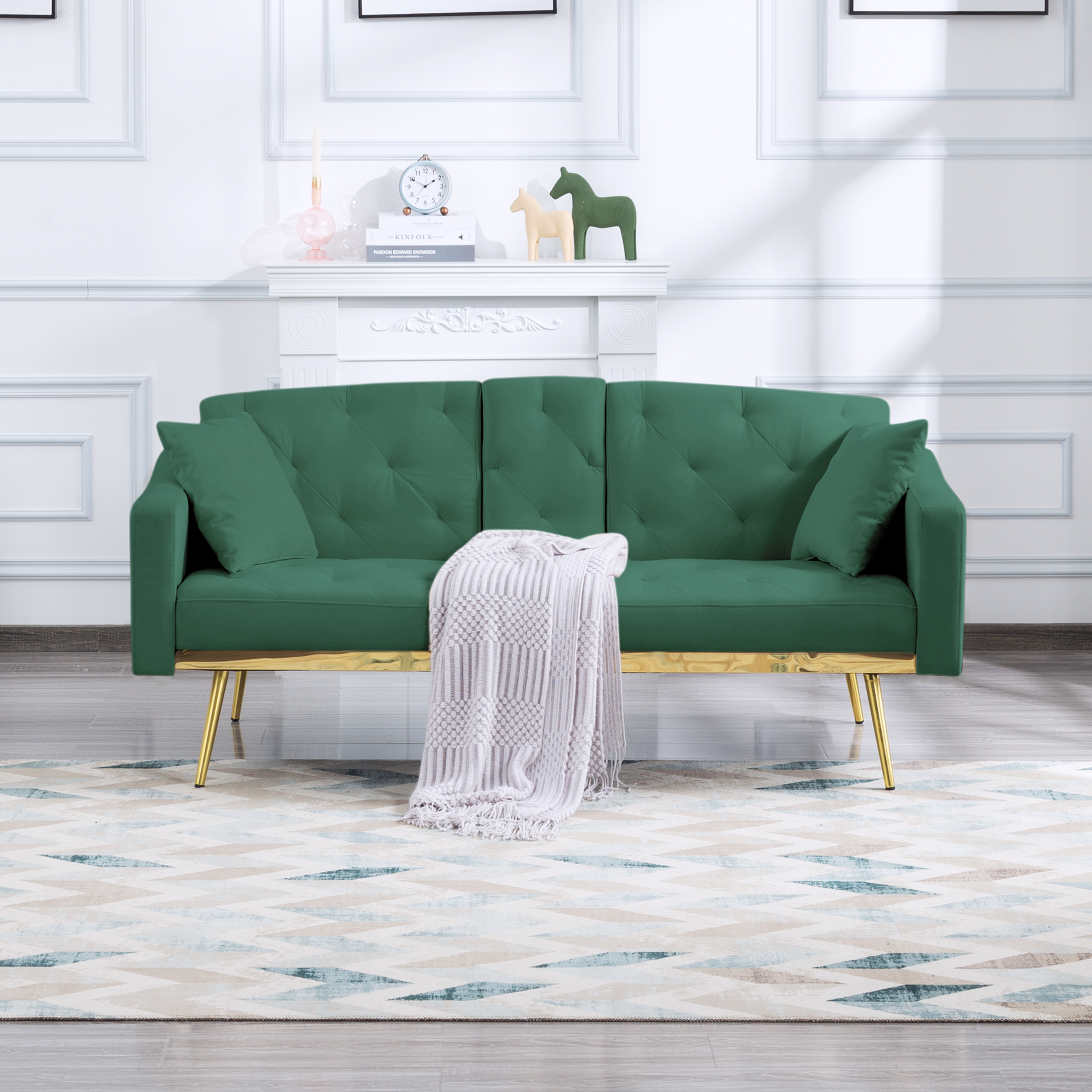 BSHTI 68.5 inch Adult Futon Sofa Bed,Modern Velvet Adult Sofa Couch ...