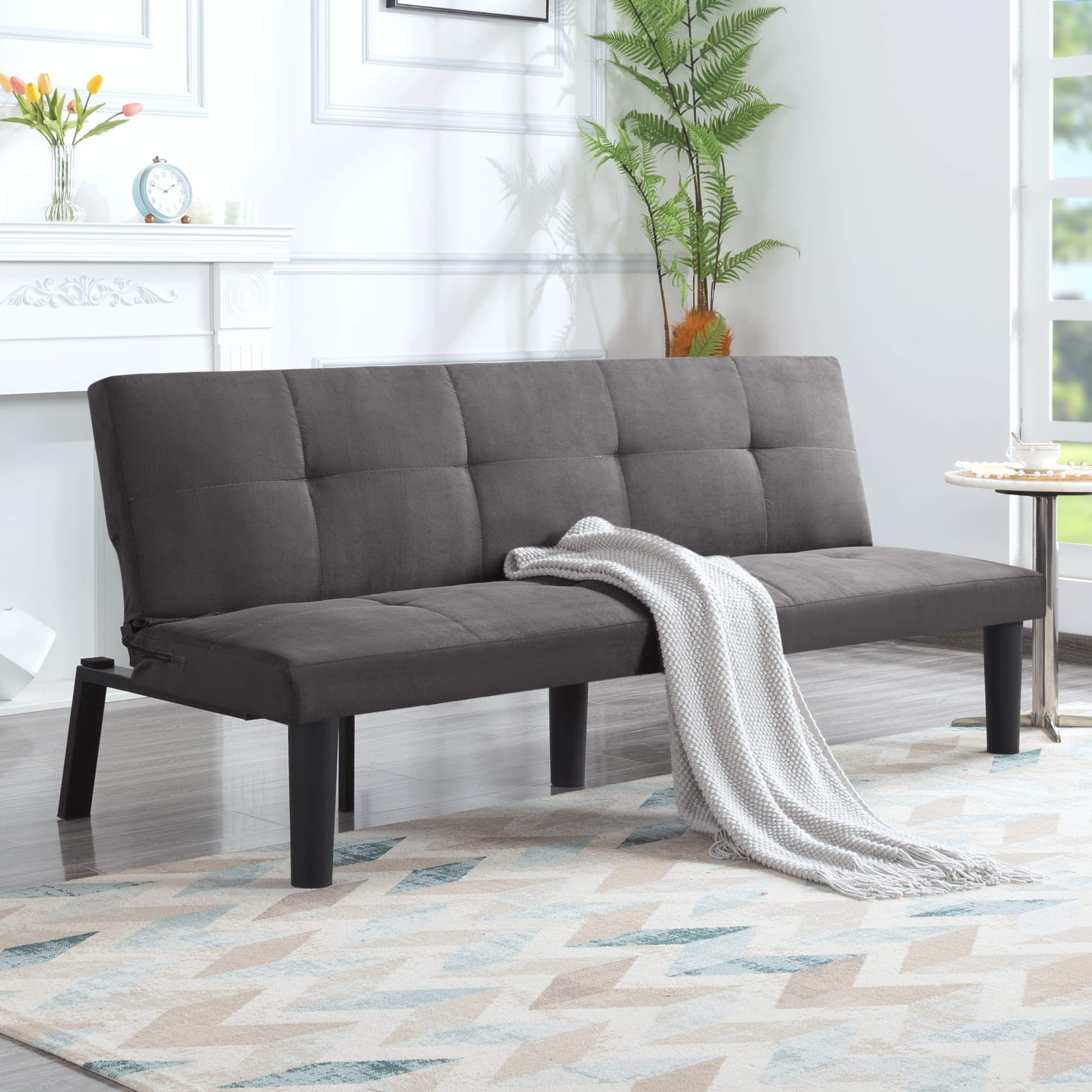 BSHTI 68.9” Futon Sofa Bed,Faux Suede Upholstered,Twin Size Convertible ...