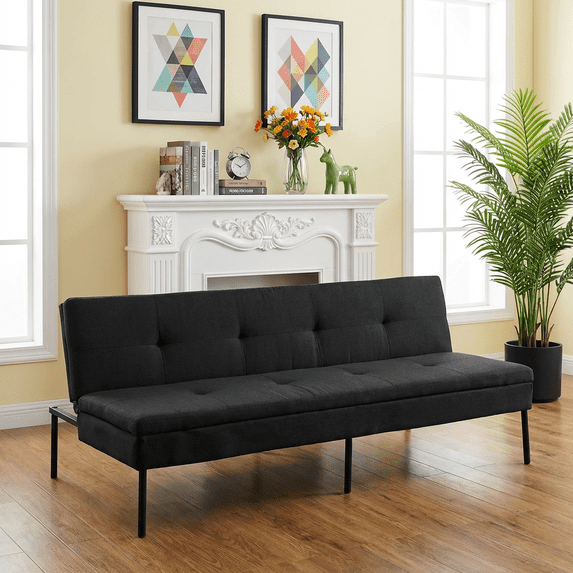 BSHTI 69.88 inch Futon Sleeper Sofa,Upholstered with Polyester Fabric ...