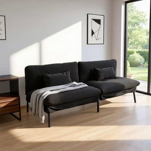 BSHTI 70" Velvet Convertible Futon Sofa Bed with Split Back & 5 ...