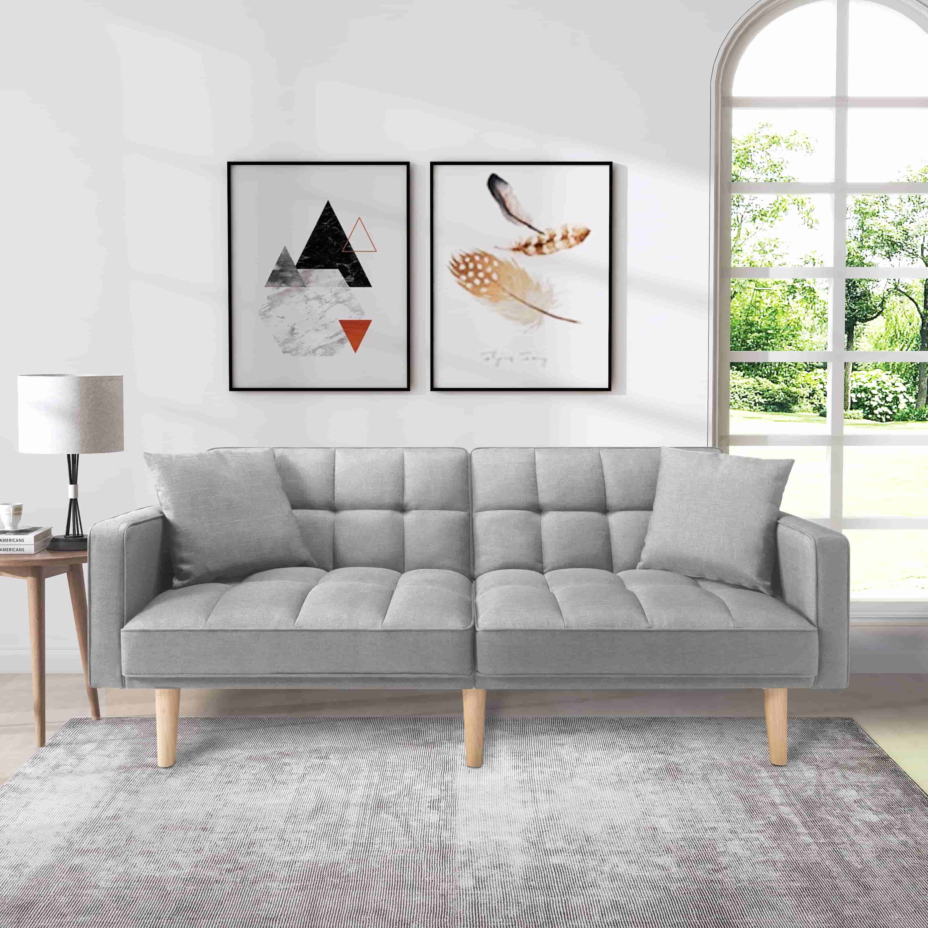 BSHTI Home Twin Reclining Futon with 2 Pillows, Light Gray - Walmart.com