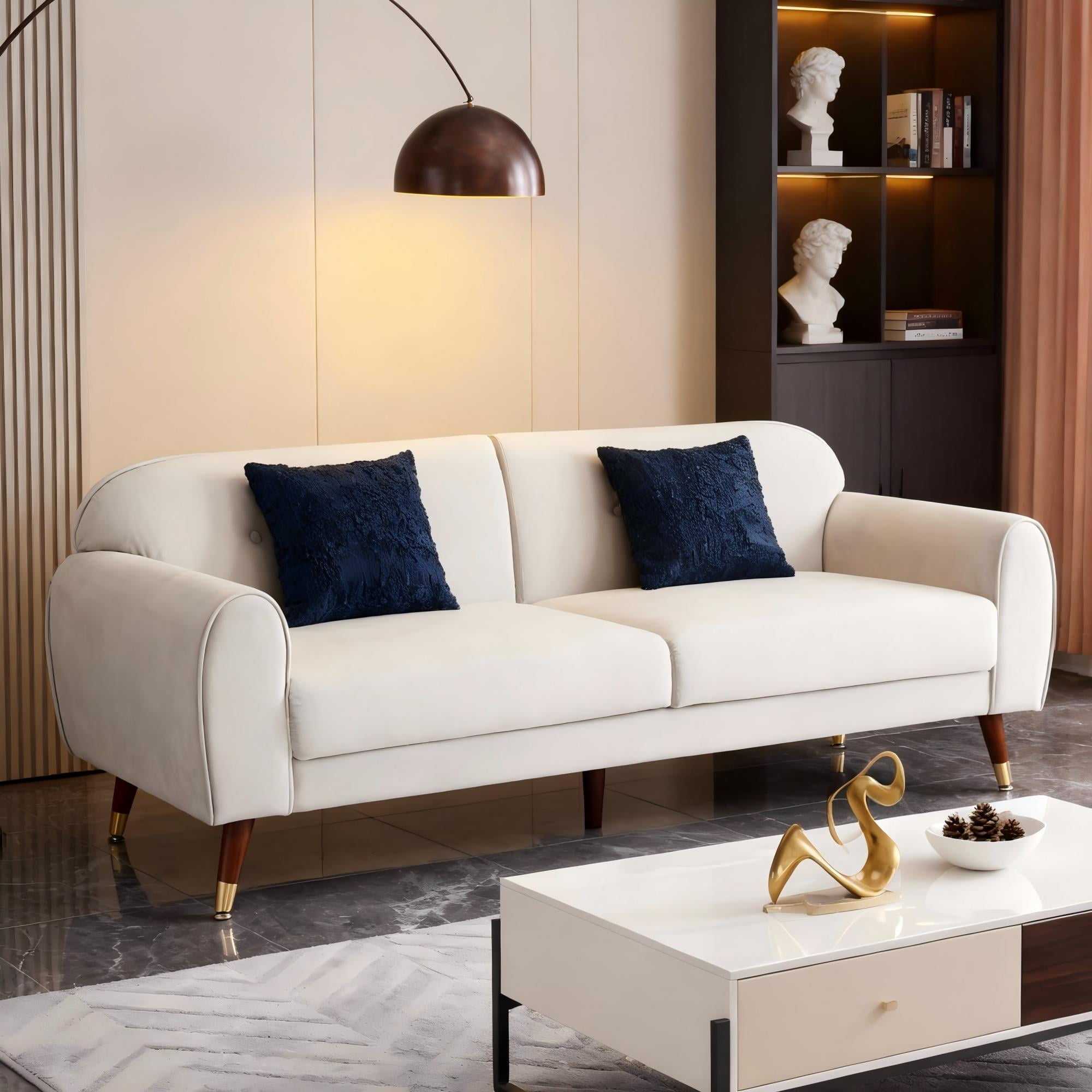 BSHTI 76 inch Modern Velvet Sofa Couch with Curved Back, Sofa Sleeper ...
