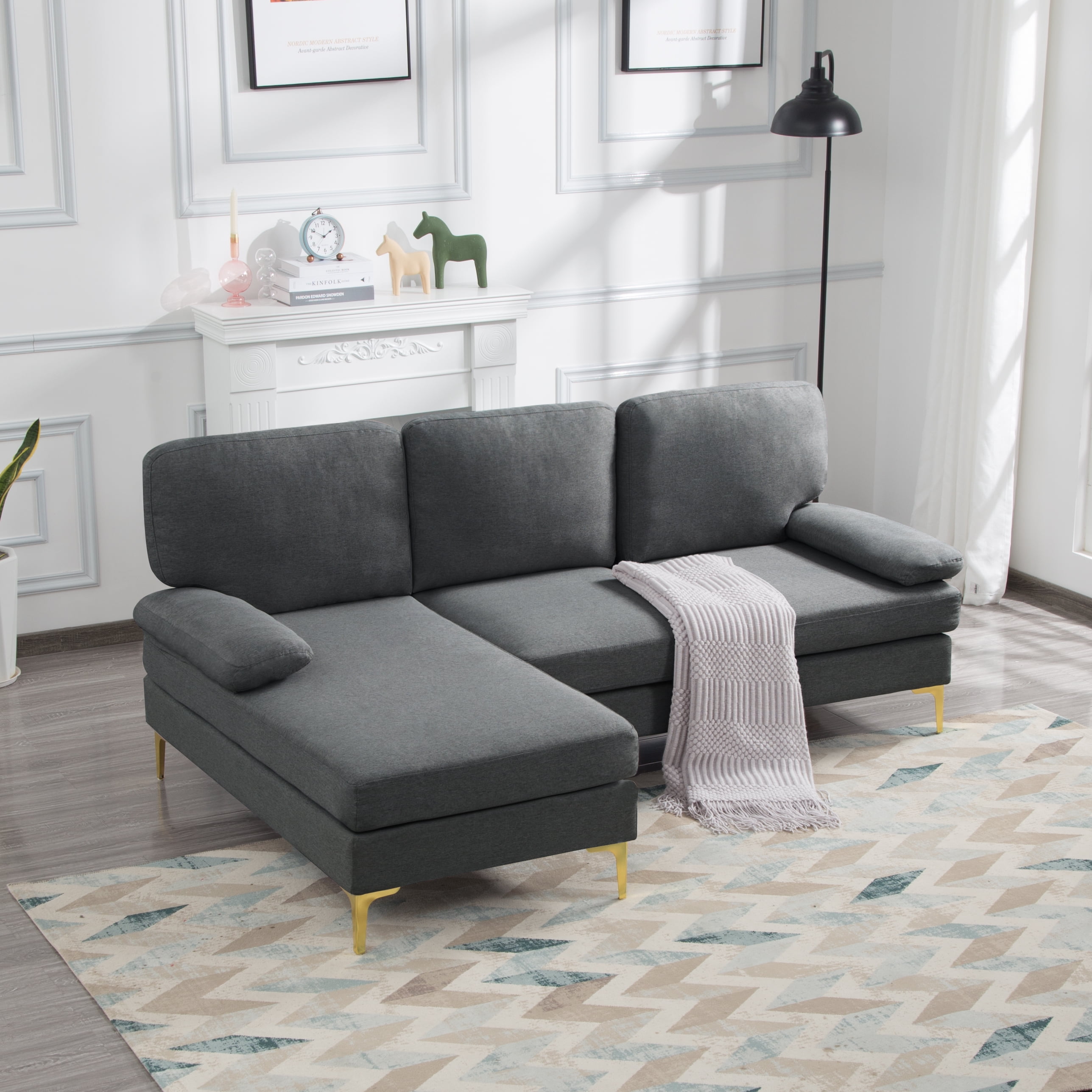 BSHTI 79.5 inch Left Hand Adult Sofa,Modern Sectional Sofa Two Armrest ...