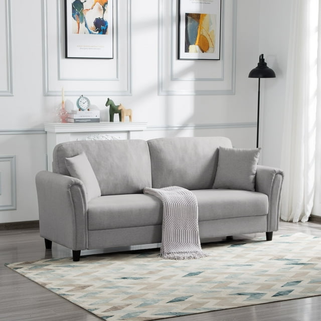 Free Shipping! BSHTI 81.5 Modern Sofa Couch Light Grey Linen Fabric ...