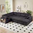 BSHTI L-Shaped Convertible Sleeper Sofa Bed with Storage Chaise, Pull ...