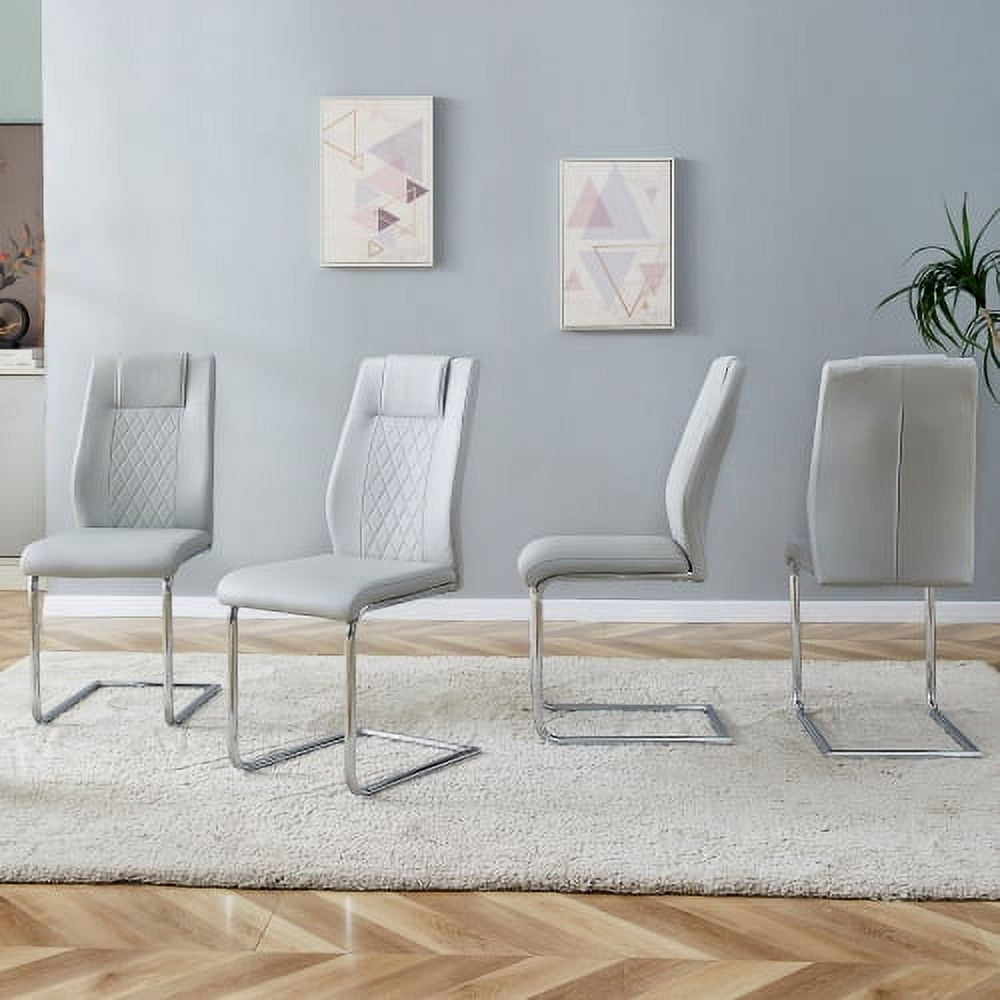 BSHTI Light gray set of 4 Equipped with faux leather cushioned seats ...