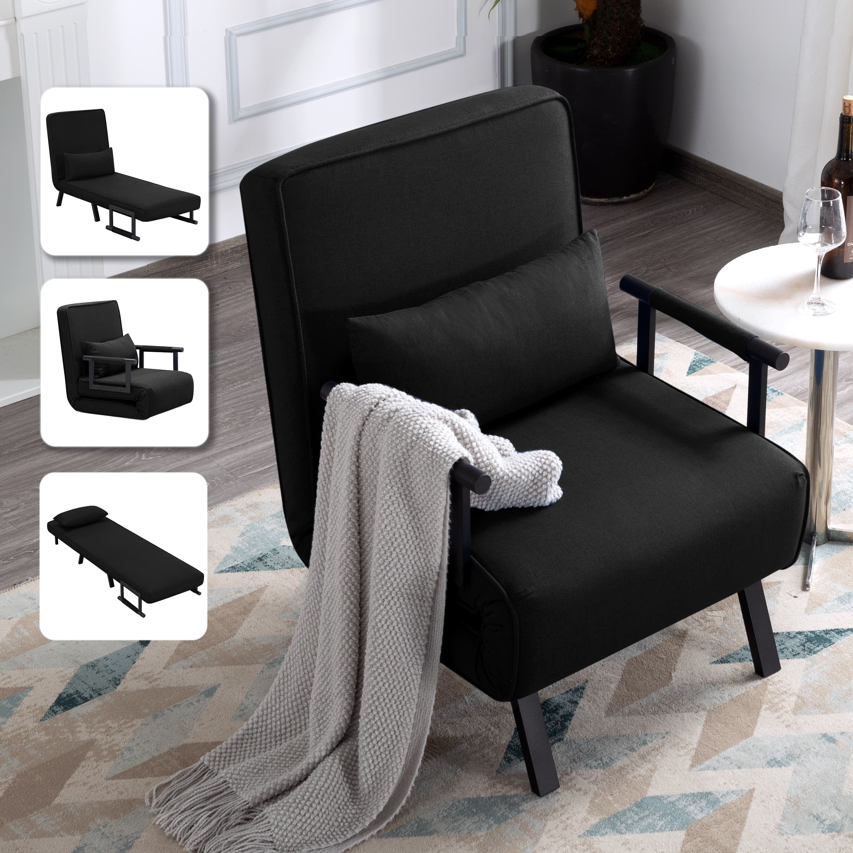 BSHTI Lounge 4-in-1 Convertible Sofa Bed,Folding Arm Chair,Black ...