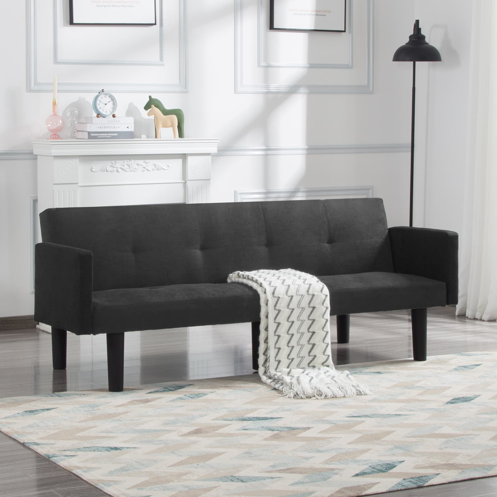 BSHTI Micro Suede Futon Sofa Bed,2 Seating,3 Adjustable Positions ...