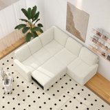 BSHTI Modern L-Shaped Pull-Out Sectional Sleeper Sofa Bed with Storage ...