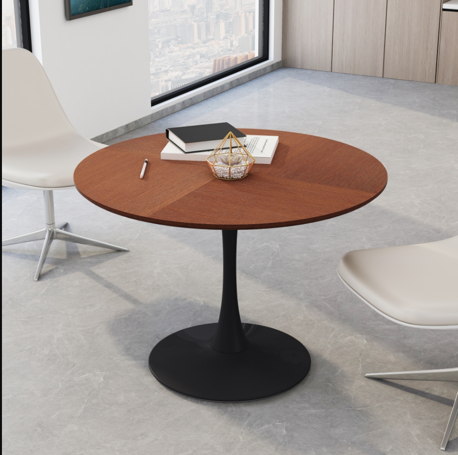 BSHTI Modern Round Dining Table with Round MDF Table Top,Metal Base ...