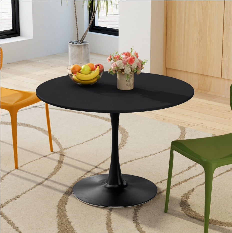 BSHTI Modern Round Dining Table with Round MDF Table Top,Metal Base ...