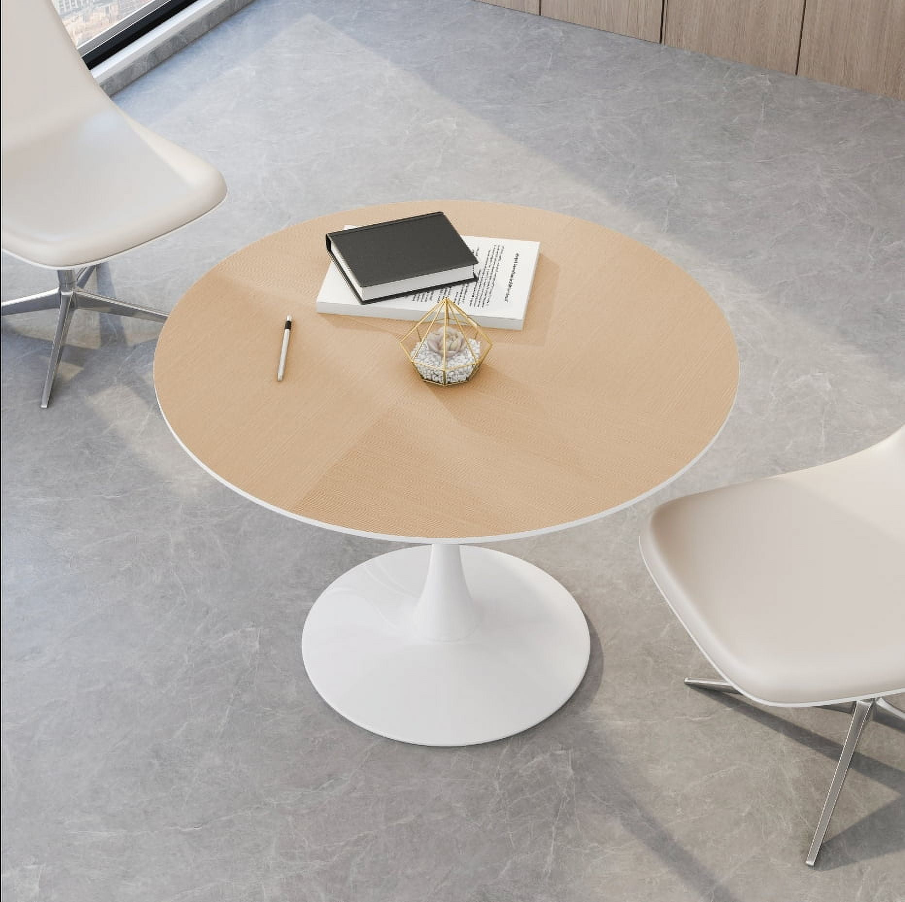 BSHTI Modern Round Dining Table with Round MDF Table Top,Metal Base ...