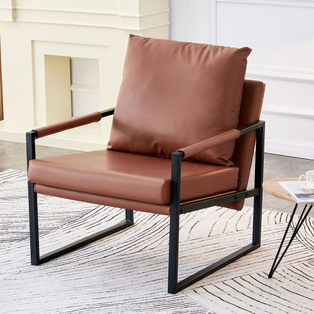 BSHTI PU Leather Accent Arm Chair Modern Upholstered Armchair with ...