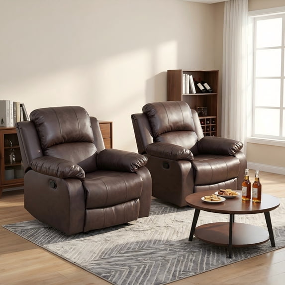 BSHTI PU Manual Recliner Chair Set of 2 – Single Sofa Recliners with ...