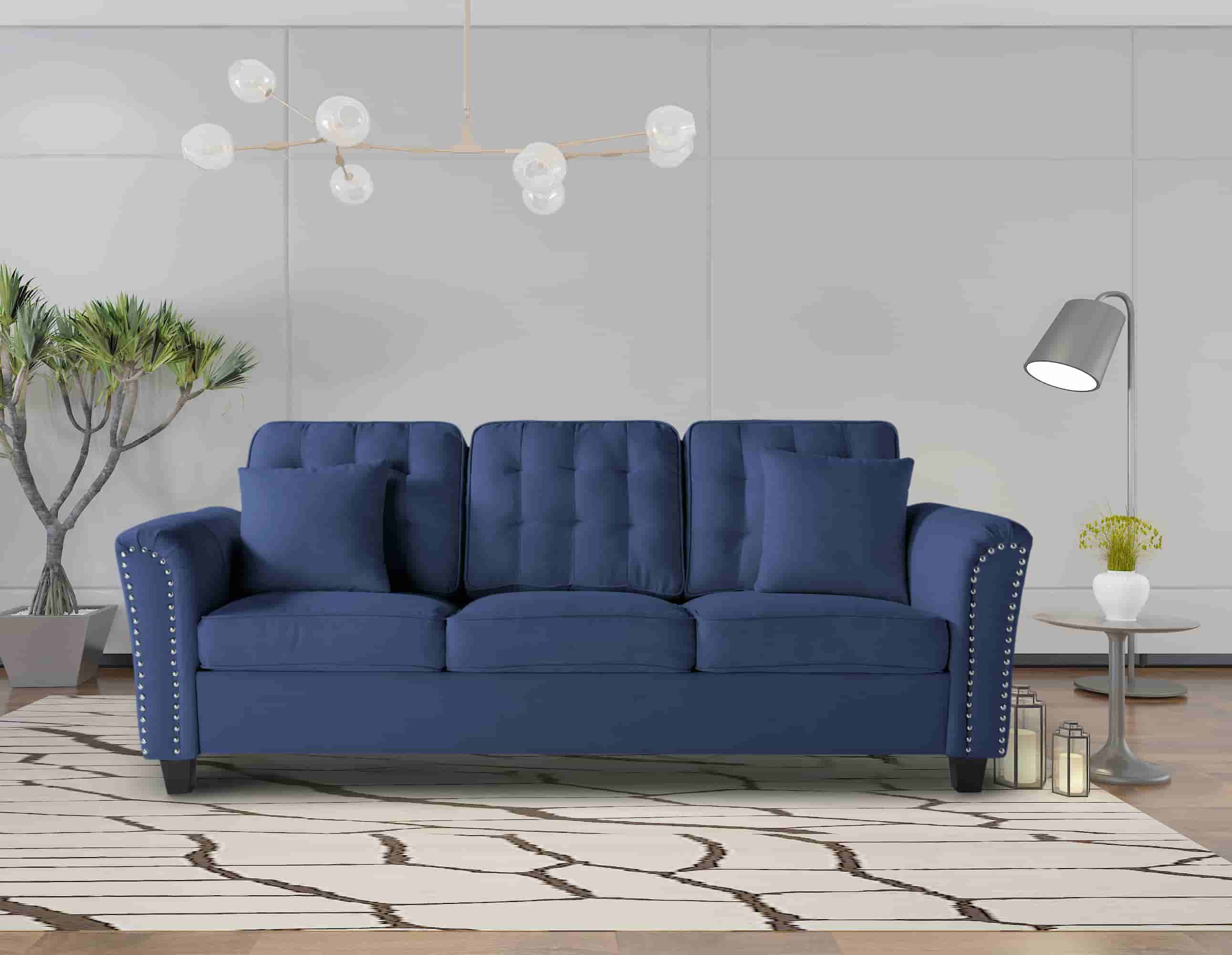 BSHTI Polyester Upholstery Contemporary Sofa,Flare Arm with Silver ...