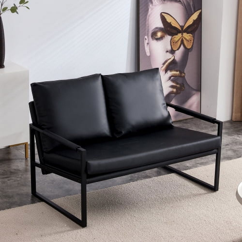 BSHTI Stylish Two-Seater Sofa Chair with 2 Pillows-Comfortable PU ...