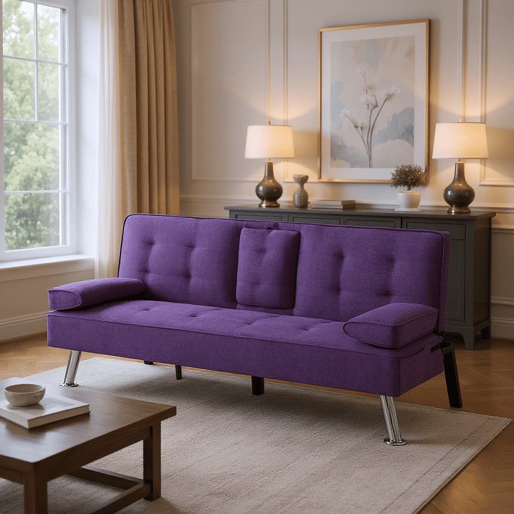 BSHTI Twin Size Futon Convertible Sleeper Sofa Bed,Polyester Upholstery ...