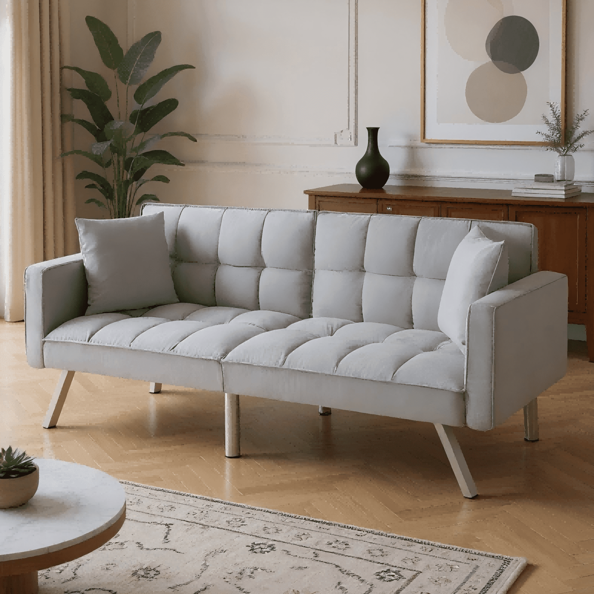 BSHTI 74” x 26.4” Futon Convertible Sofa, 3 Angles for Adjusting ...
