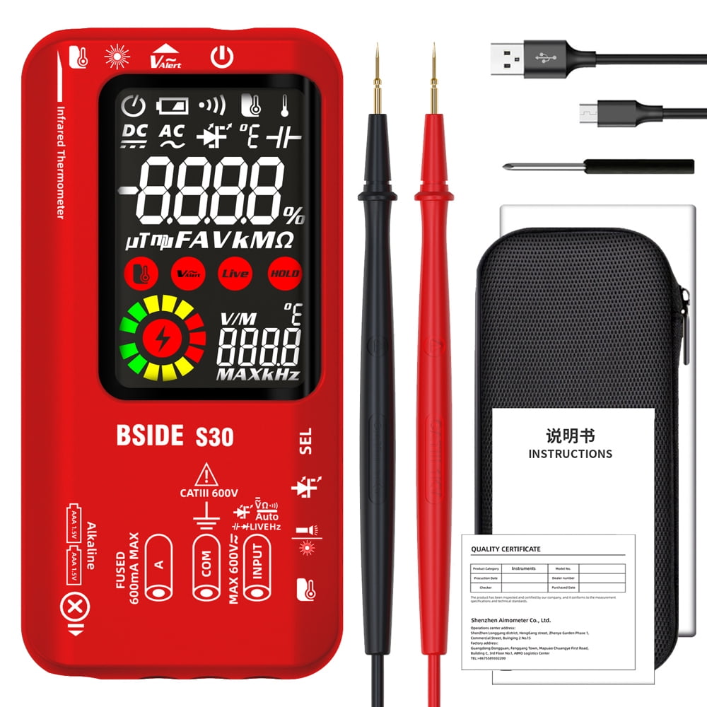 BSIDE 4in1 Digital Multimeter Infrared Thermometer Electric Test Pen ...
