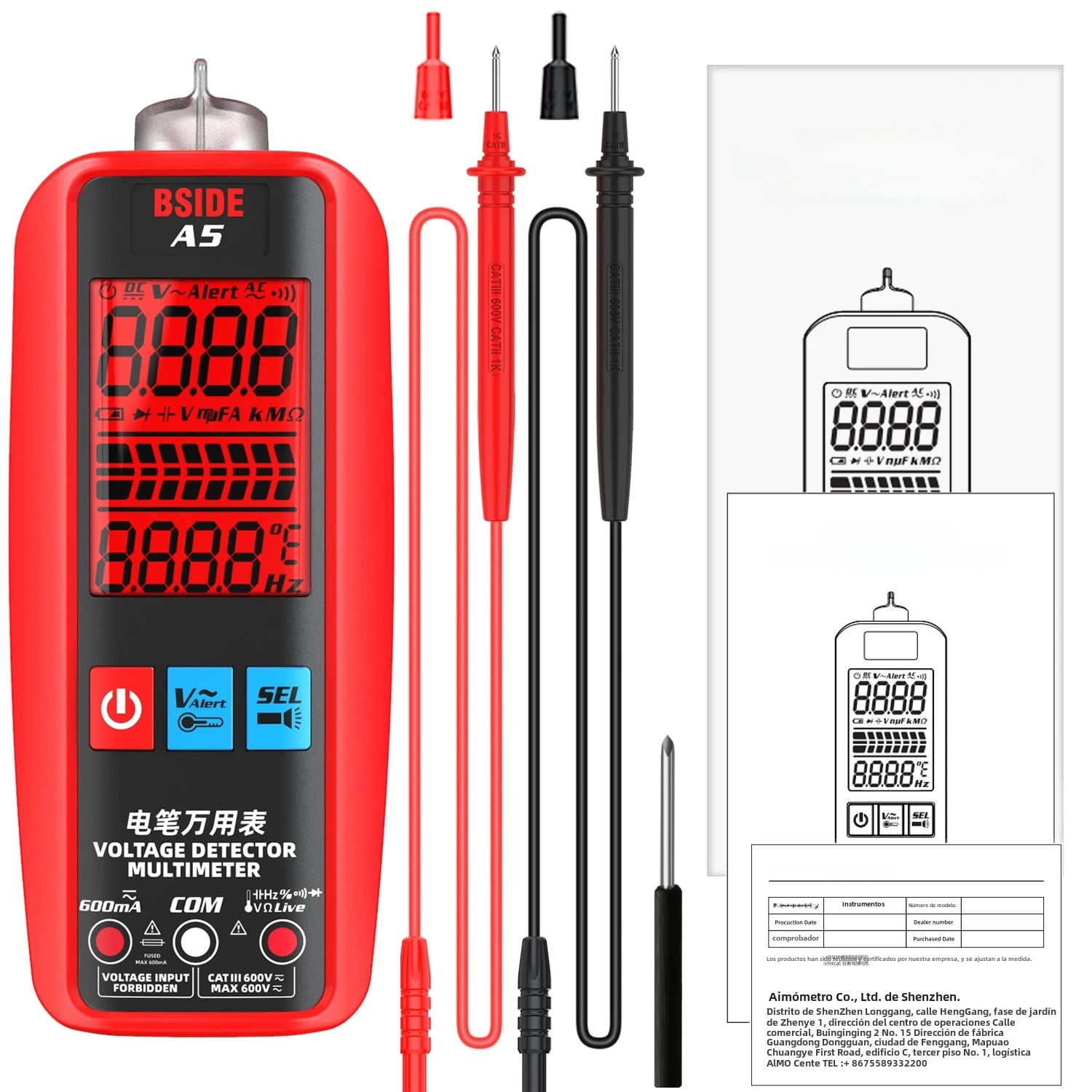 BSIDE A5X Portable Digital Multimeter T-RMS Smart Electrician Tester AC ...