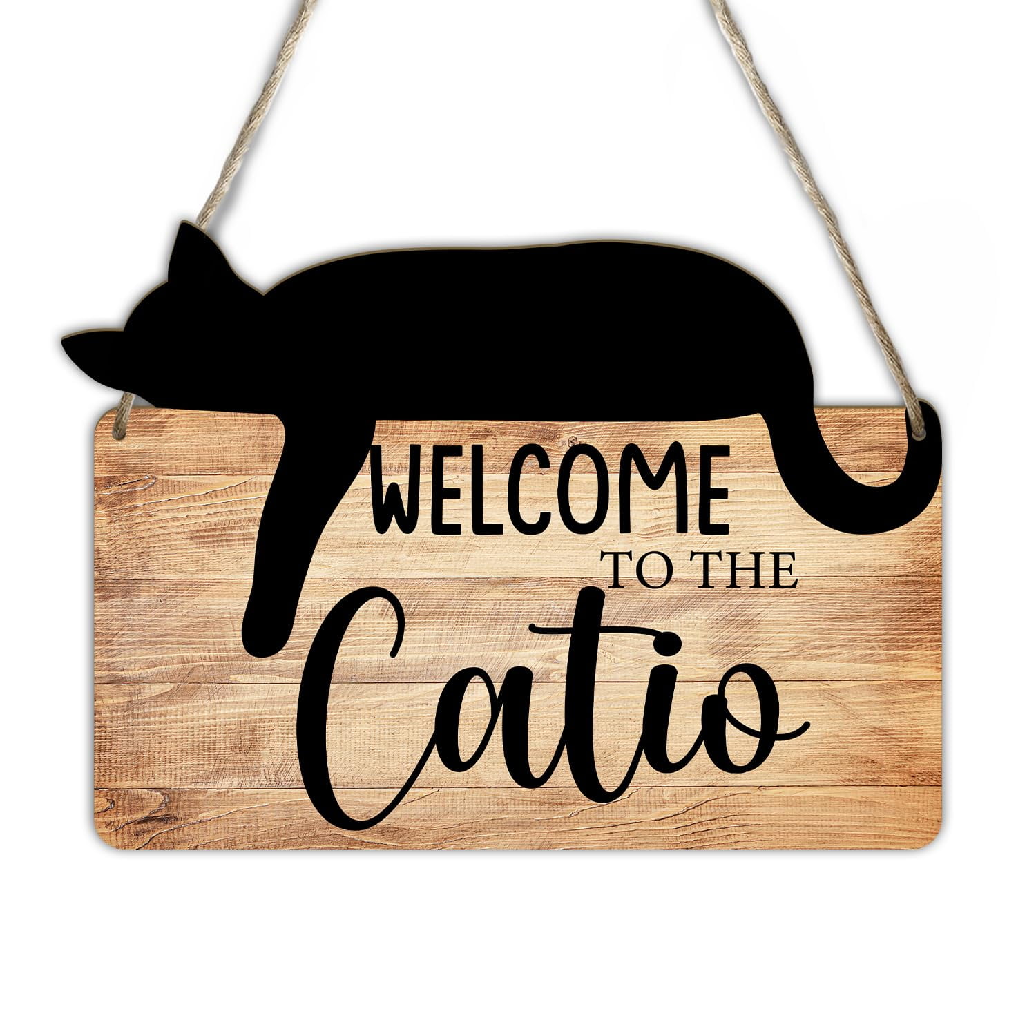 BSIKAIK Welcome to the Catio Wood Sign Cat House Sign Cat Head Sign ...