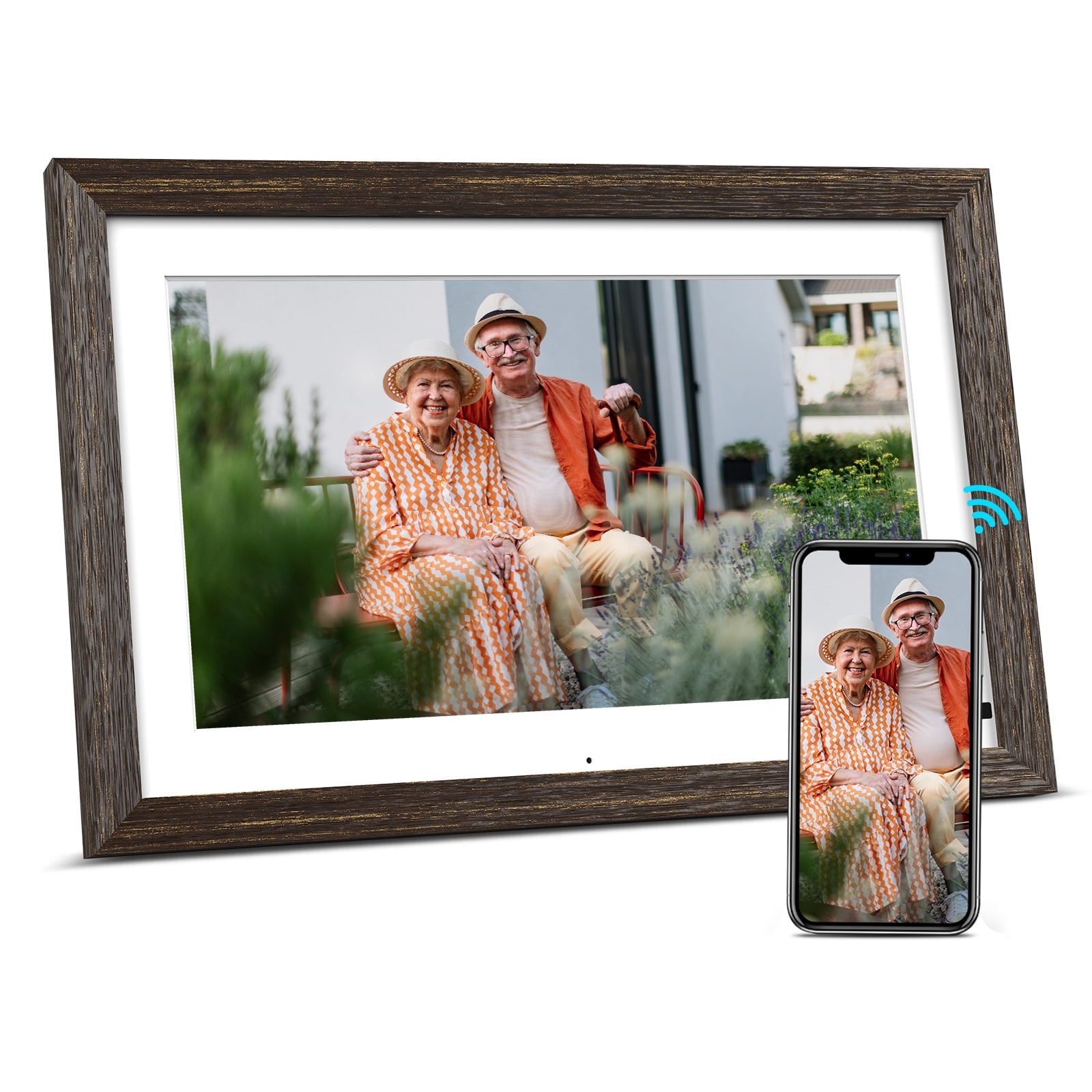 BSIMB 14 Inch 32GB Wood-Effect WiFi Digital Photo Frame HD IPS Touch ...