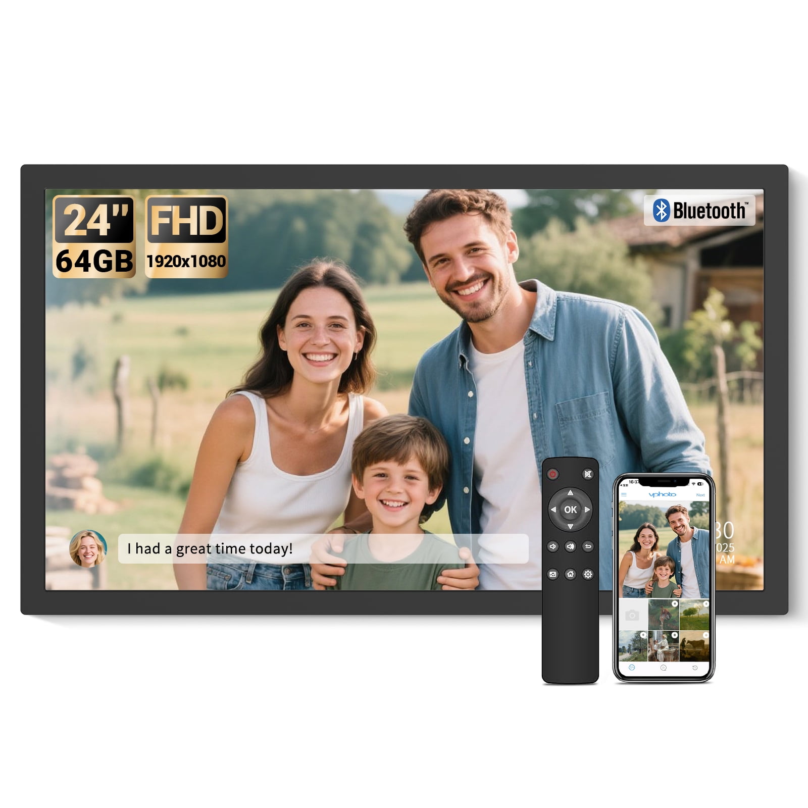 BSIMB Large Digital Picture Frame 24 Inch, 64GB 1920x1080 FHD WiFi ...