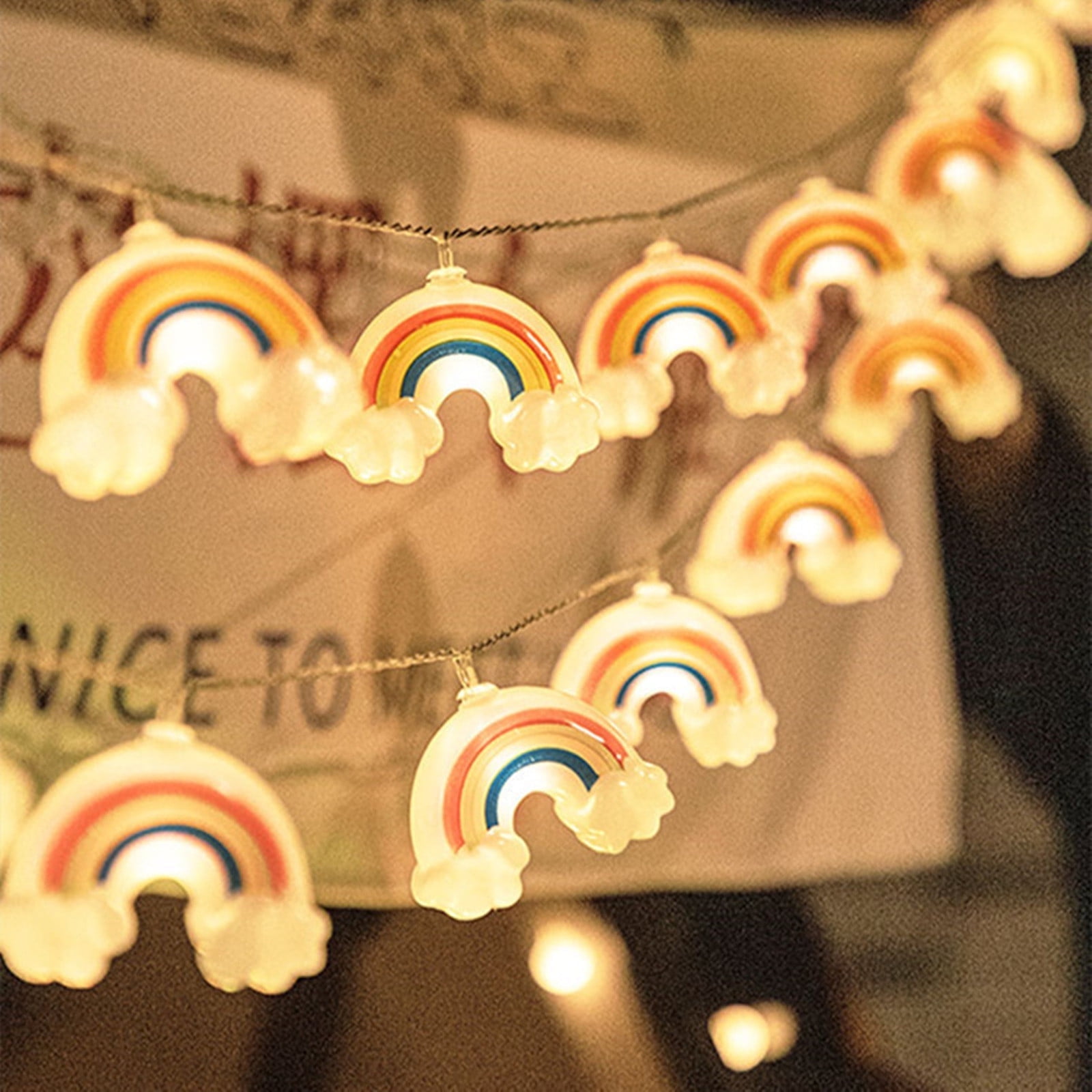 BSJJY 10 LED Rainbow String Lights for Kids Bedroom, Battery Powered ...
