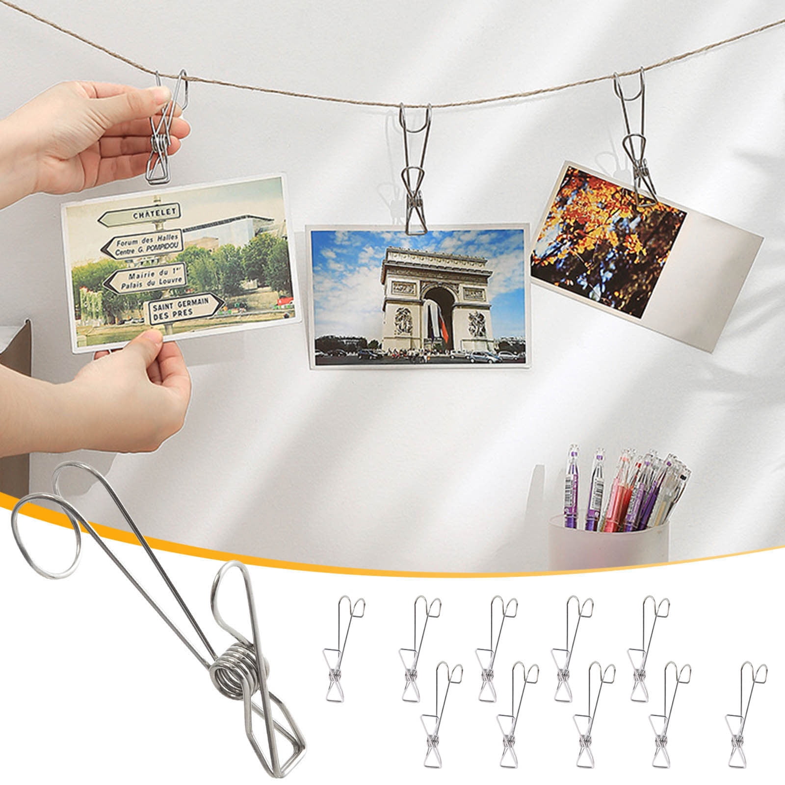 BSJJY 10 Pcs 304 Stainless Steel Clips,Drying Line Pegs, All Metal Long ...