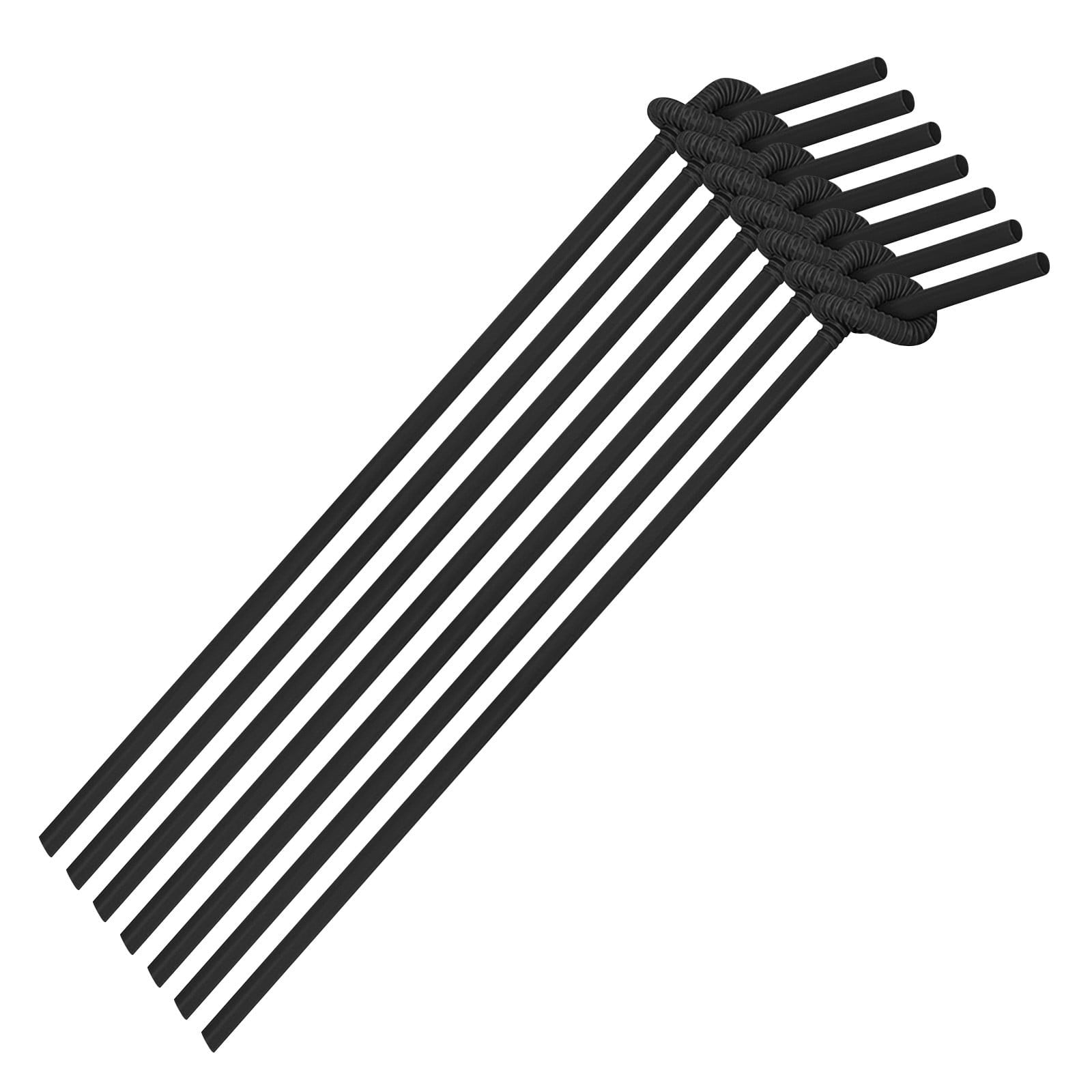 Bsjjy 300 Pack Black Flexible Drinking Straws Plastic Disposable Bendy Straws 22 X 6 Mm