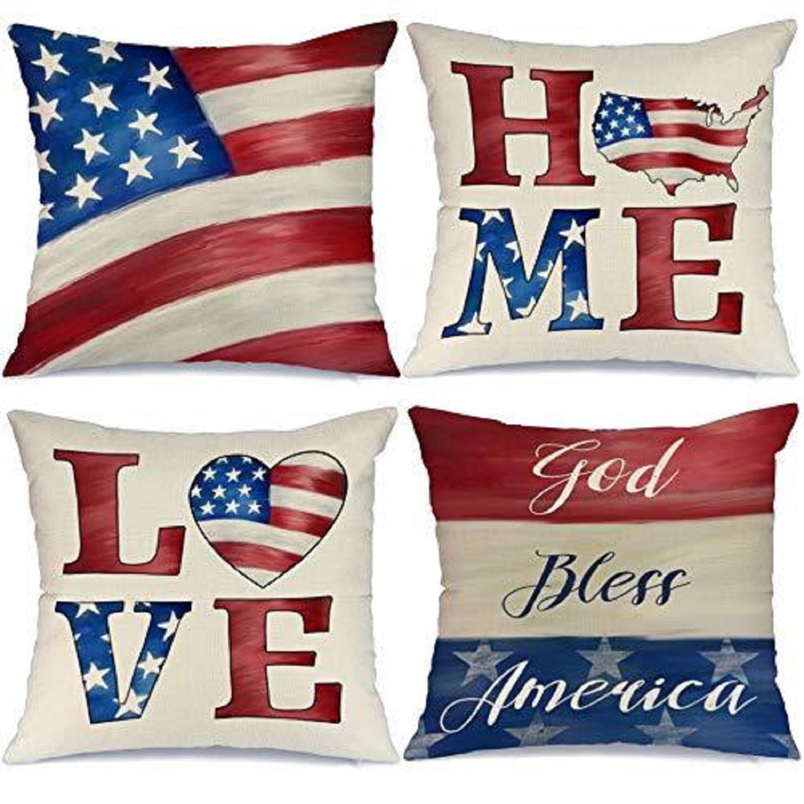 BSJJY 4th of July Decorations Pillow Covers, 20x20 Independence Day Set ...