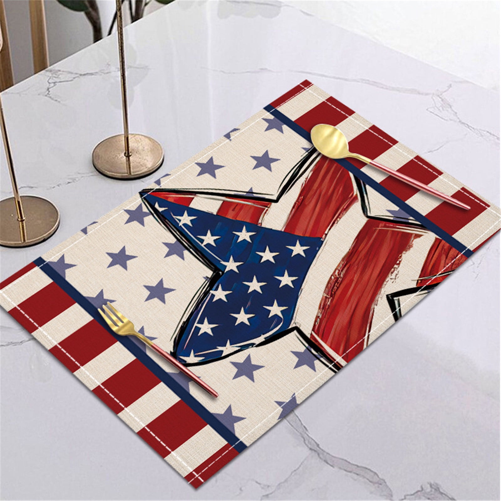 BSJJY 4th of July Placemats Set of 1 Gnome, Patriotic America Memorial ...
