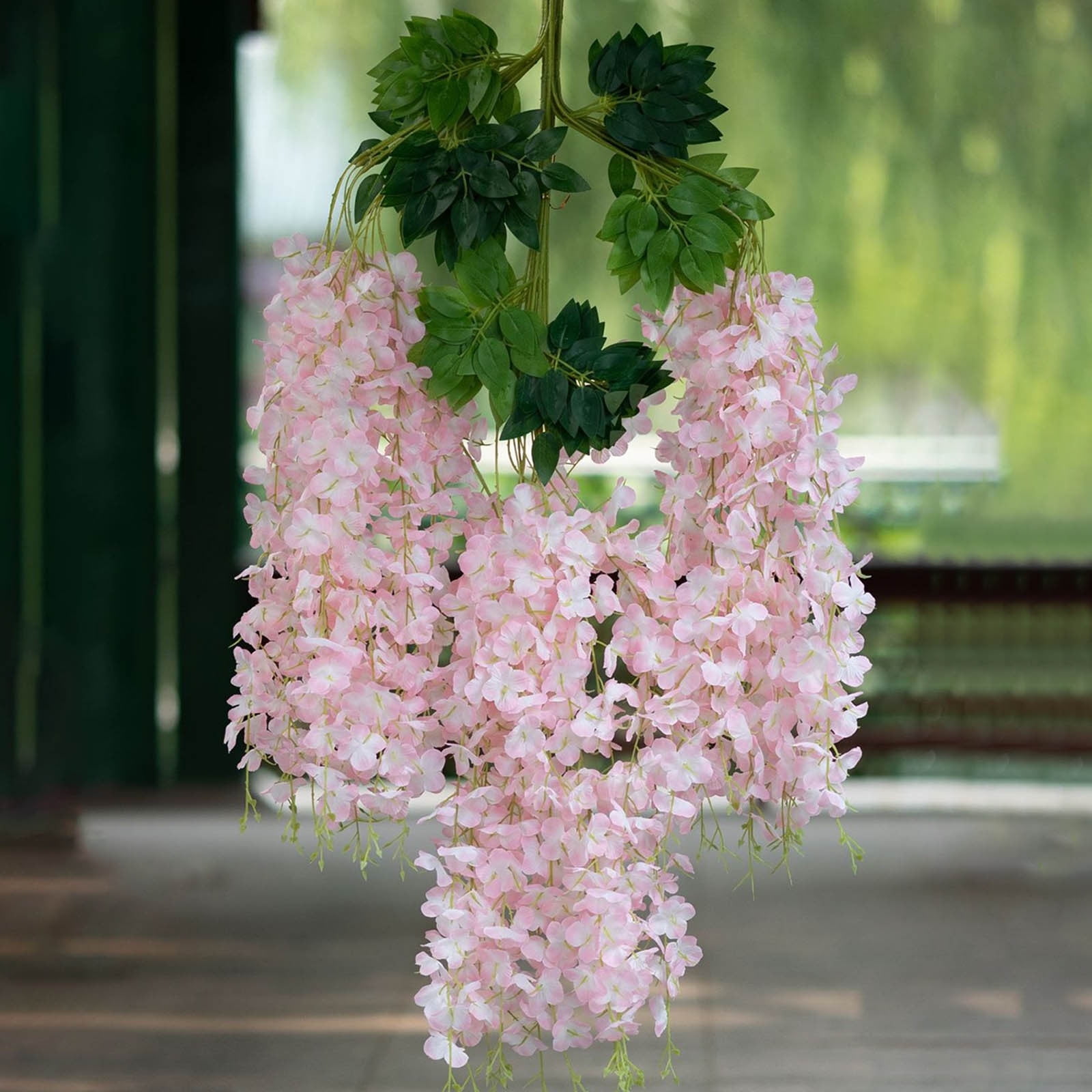 BSJJY Artificial Red Wisteria Flower Vines, Red Wisteria Hanging ...