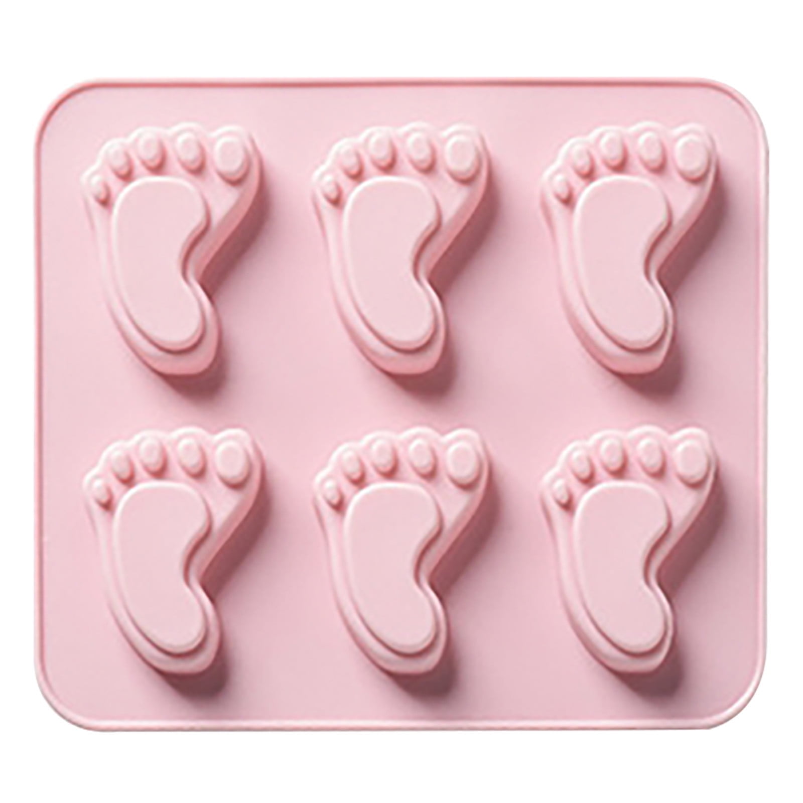 BSJJY Baby Foot Shape Silicone Molds, 6 Cavity 3D Footprint Silicone ...