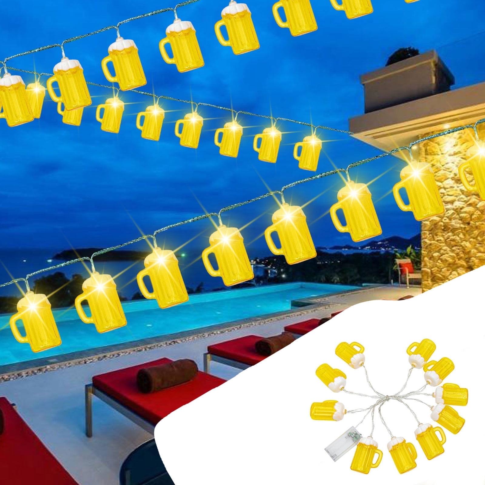 BSJJY Beer Mug String Lights Celebration Decor Lights, 58in 10 lights ...