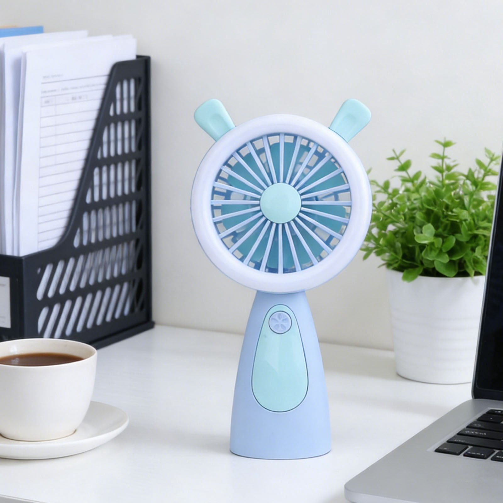 BSJJY Blue Handheld Fan, Cute Rabbit Design, Portable Outdoor, USB ...