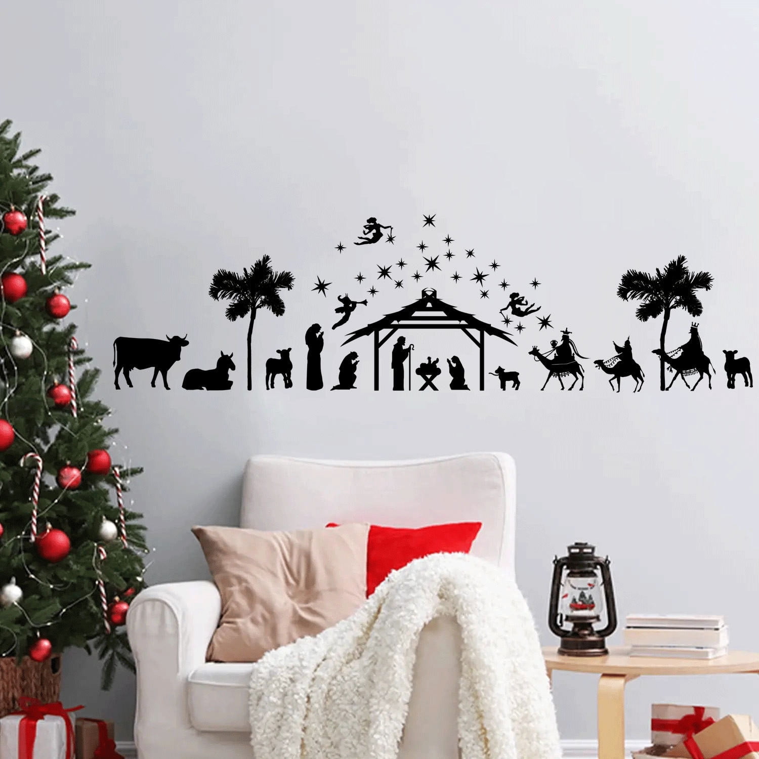 BSJJY Christmas Nativity Scene Wall Decor Stickers Nativity Vinyl Wall ...