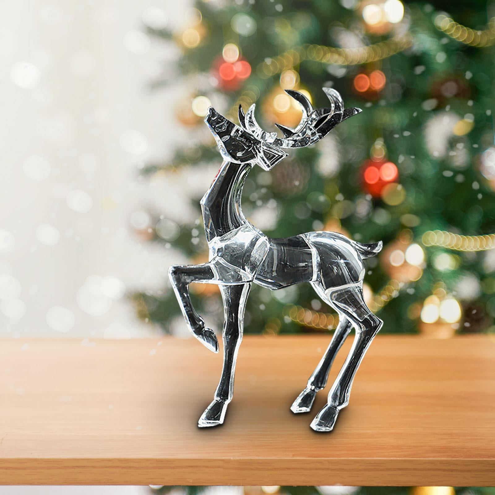 BSJJY Christmas Reindeer Ornaments Acrylic Reindeer Deer Figurine Glass ...