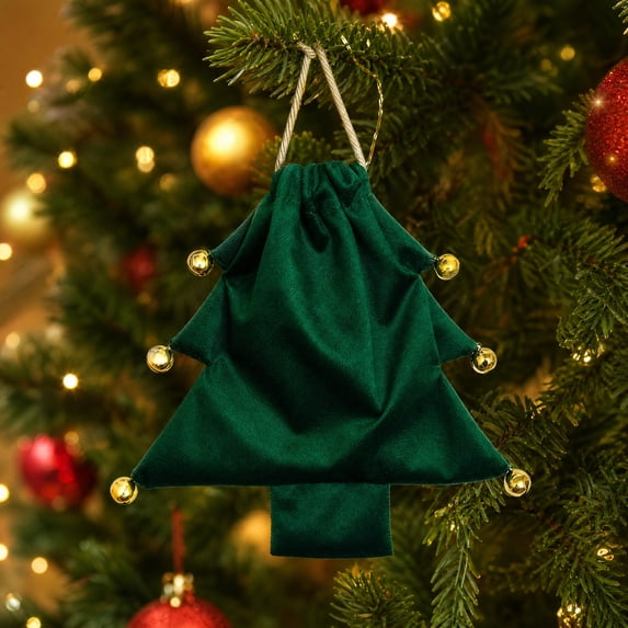 BSJJY Christmas Tree Drawstring Bag, Holiday Storage Pouch Green Cute ...