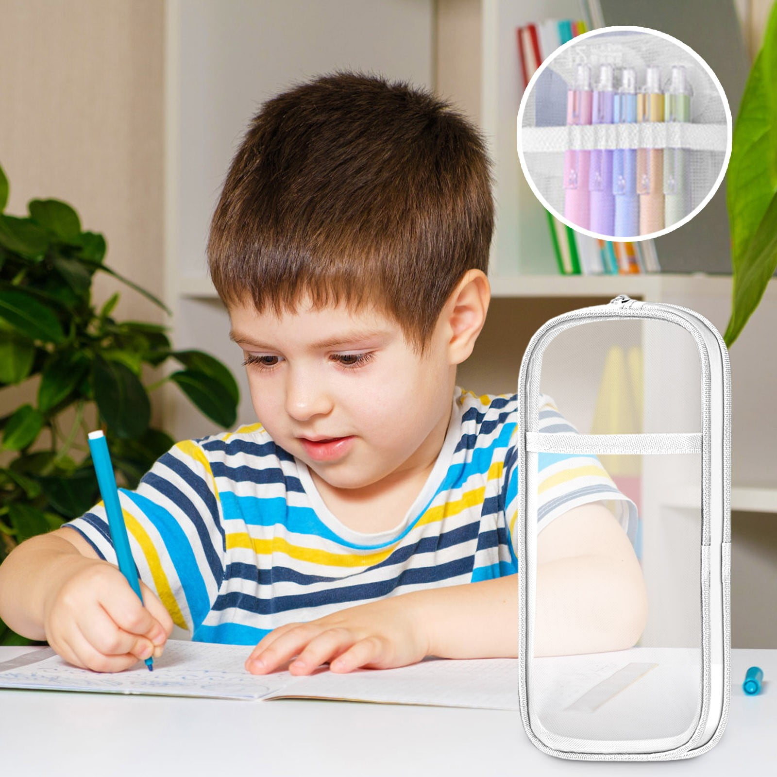 BSJJY Clear Mesh Pencil Case Pouch, Clearly Visible Grid Pen Cases ...