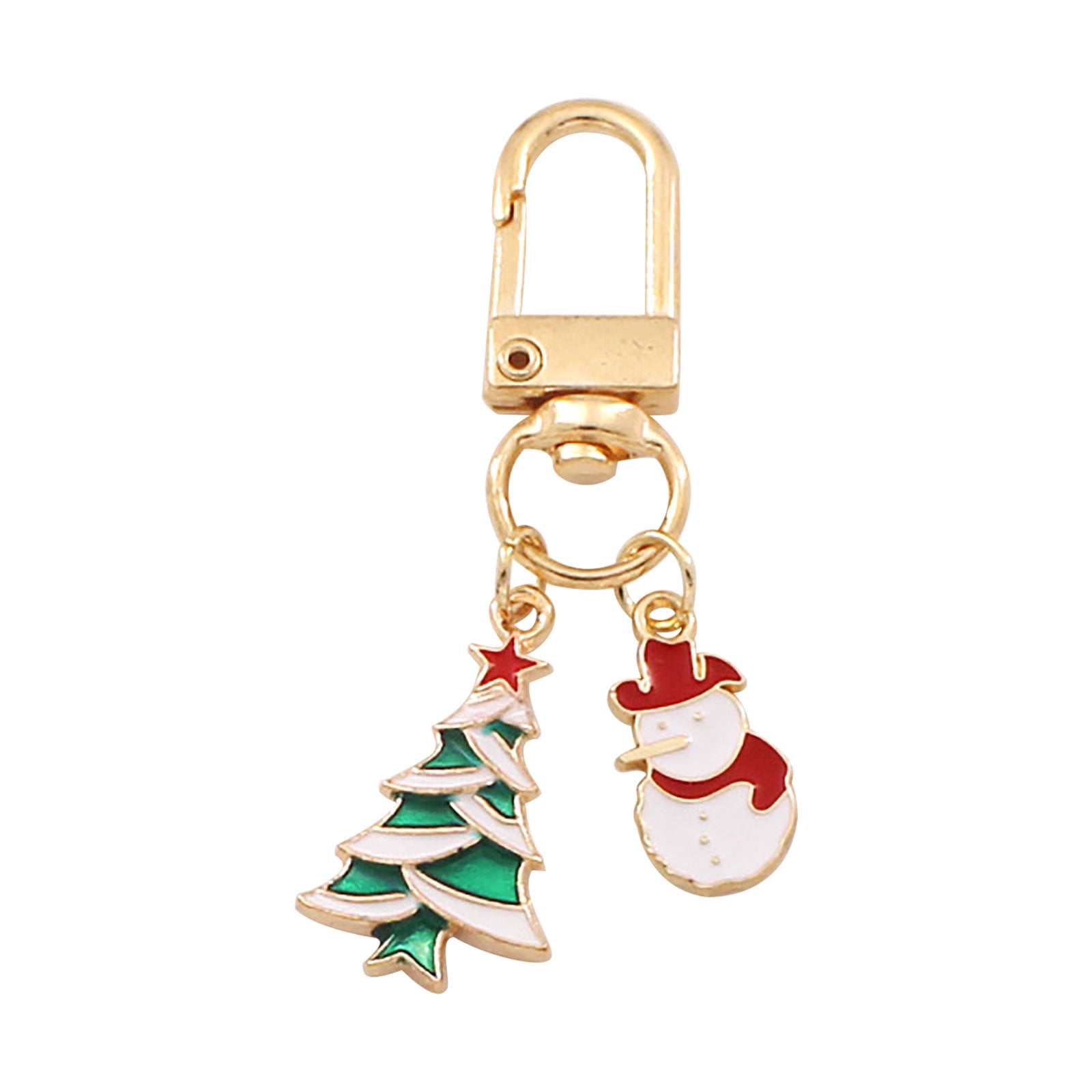 BSJJY Cute Small Keychain Christmas White Tree Deer Rhinestone ...