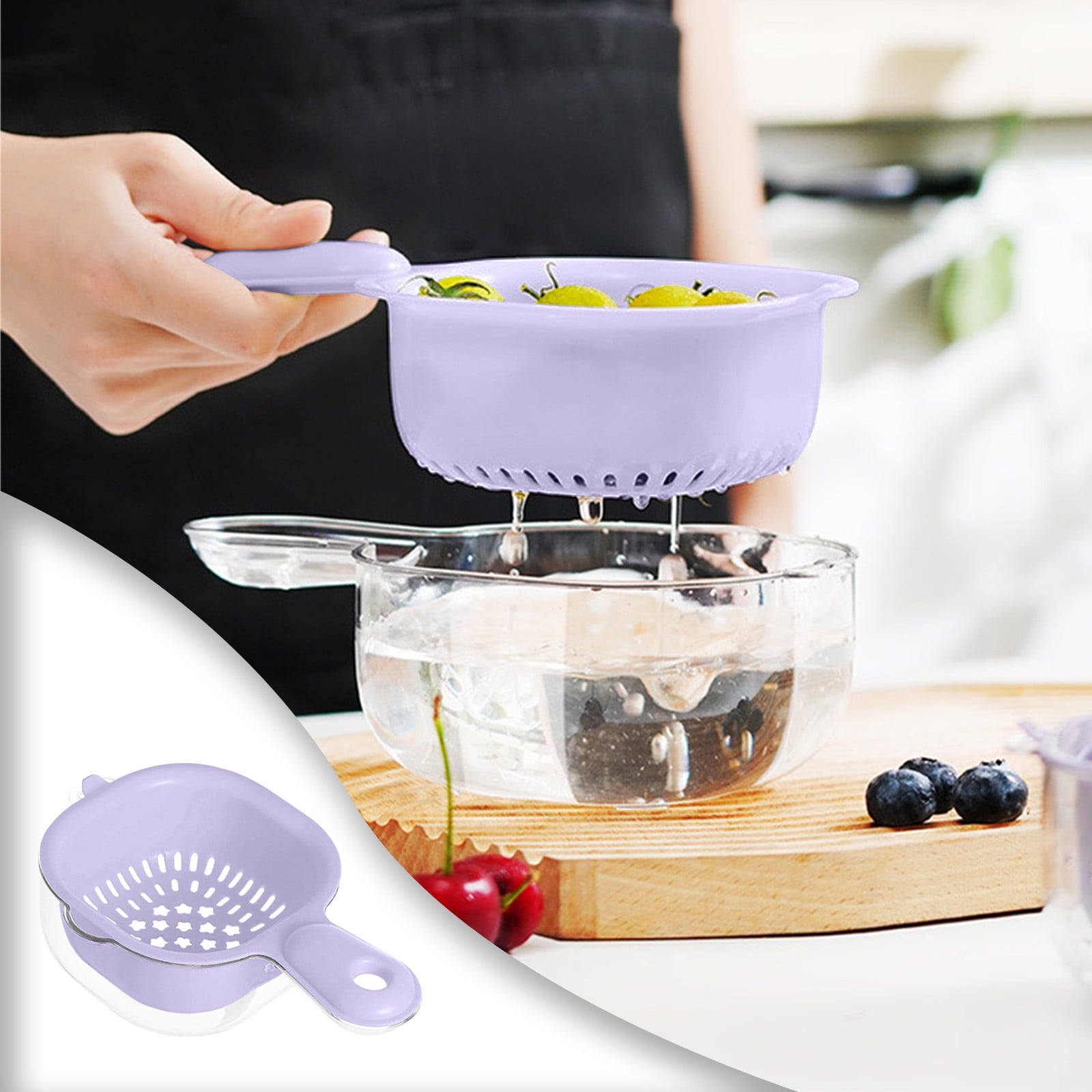 BSJJY Draining Basket, Drain Basket with Handle, Practical Double ...