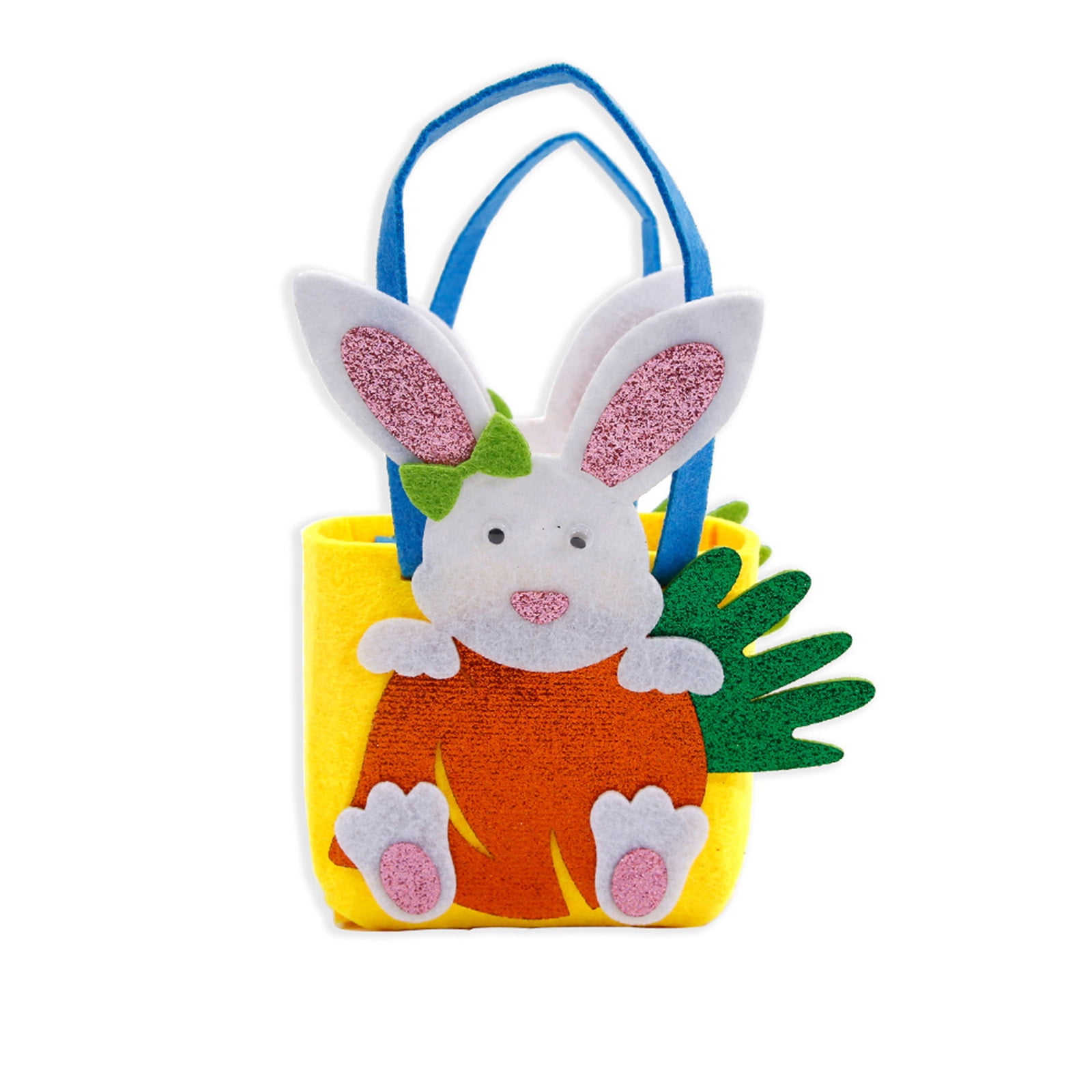 BSJJY Easter Gift Bag with Handles, Bunny Ear Egg Carrot Rabbit Basket ...