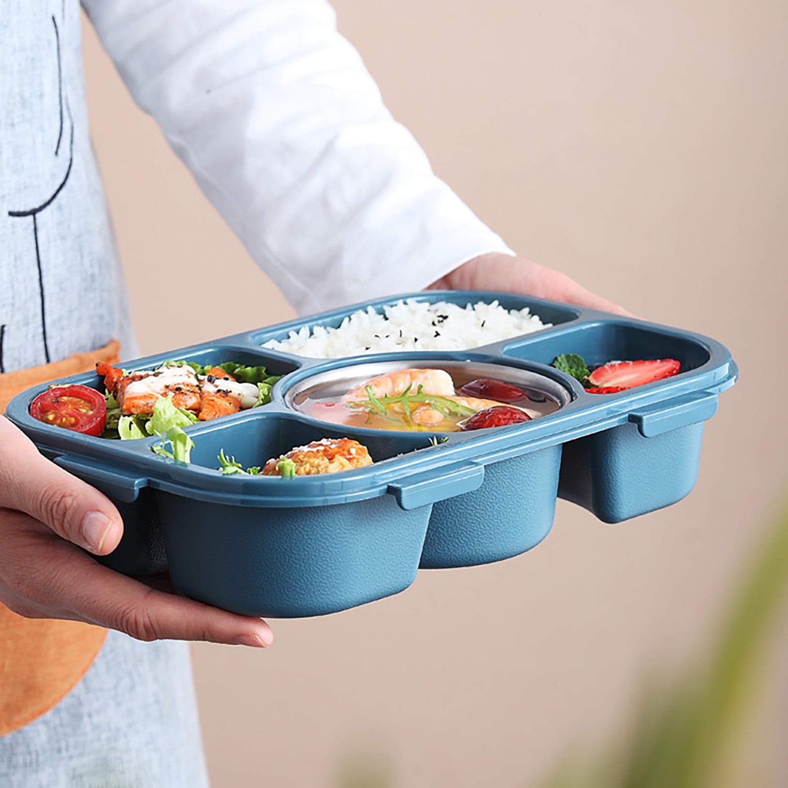 BSJJY Food Prep Containers Plastic Compartmental Bento Food Container ...